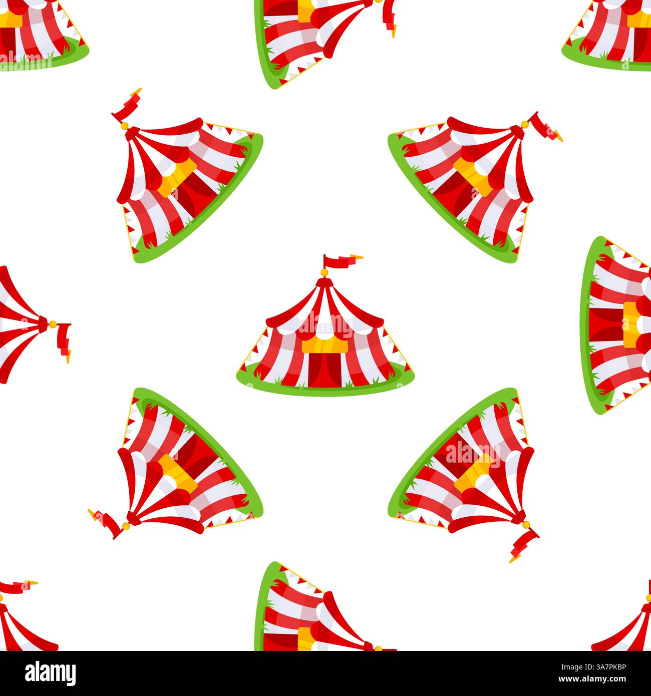 Red and white striped circus tent seamless pattern repeating on white background Stock Vector ...