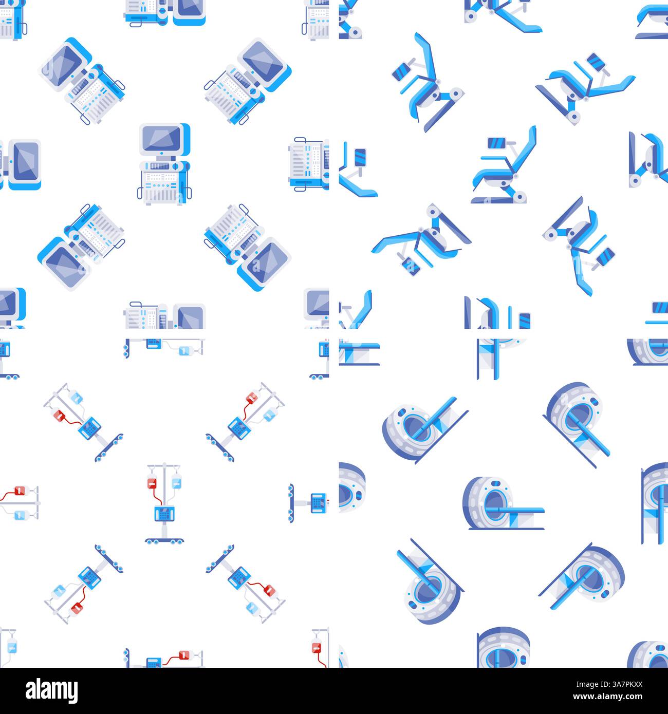 Medical equipment creating a seamless pattern, featuring ultrasound ...