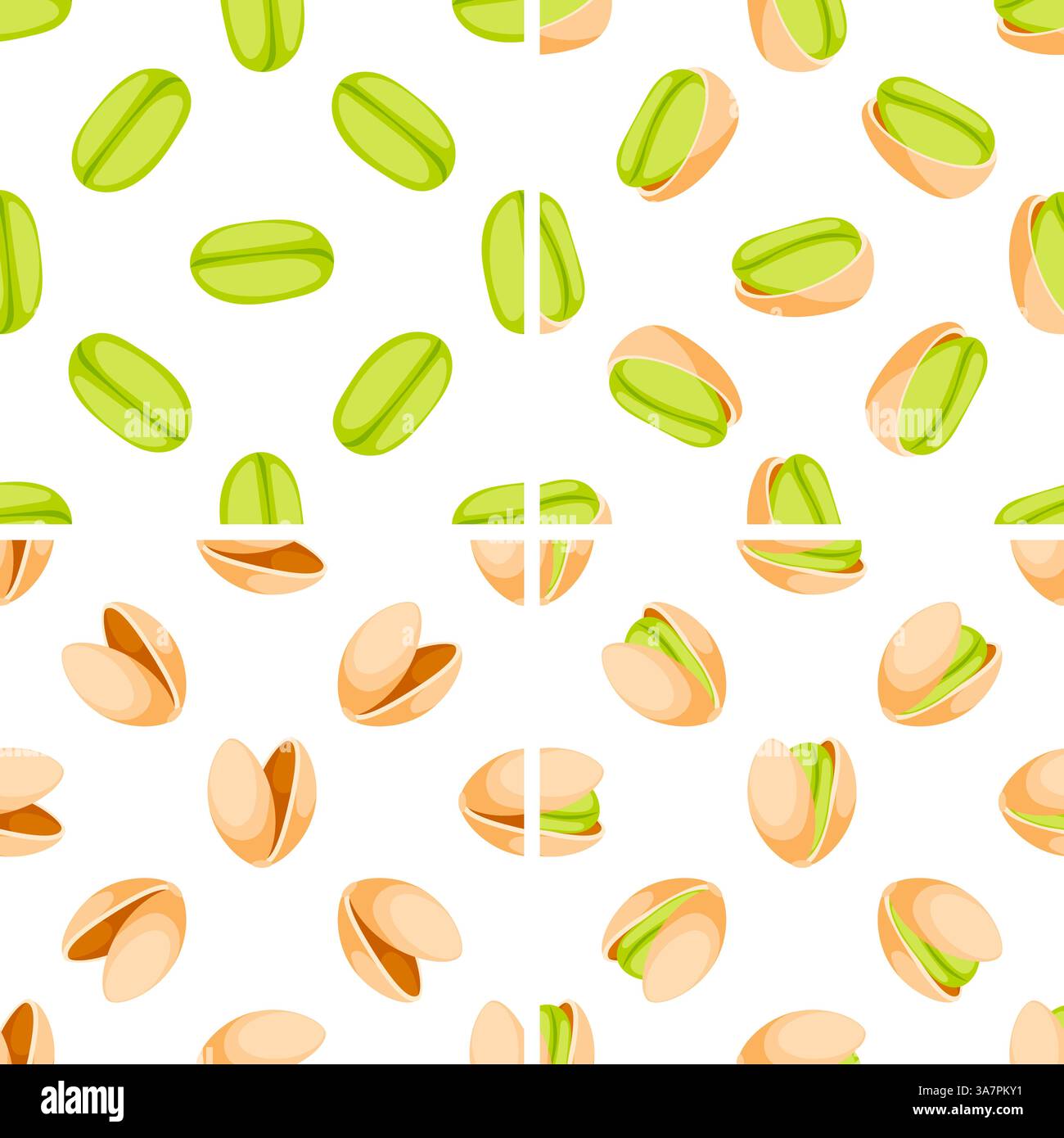 Pistachio Nuts Seamless Pattern Showing Various Stages of Opening Stock ...