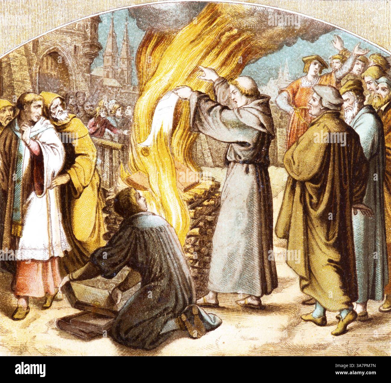 Luther publicly burns the papal bull of excommunication from Pope Leo X ...