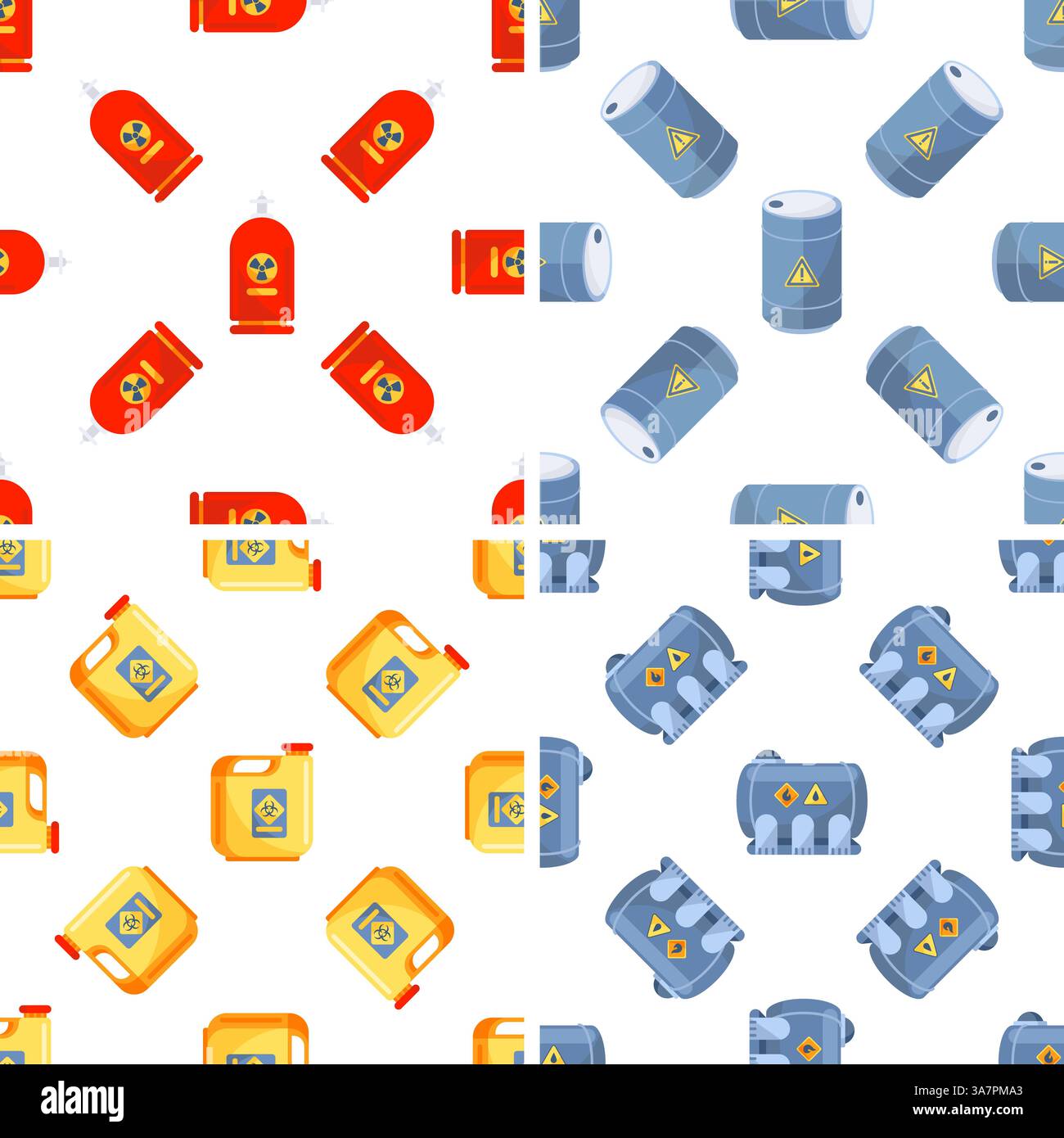 Seamless pattern with radioactive and biohazard materials like gas ...