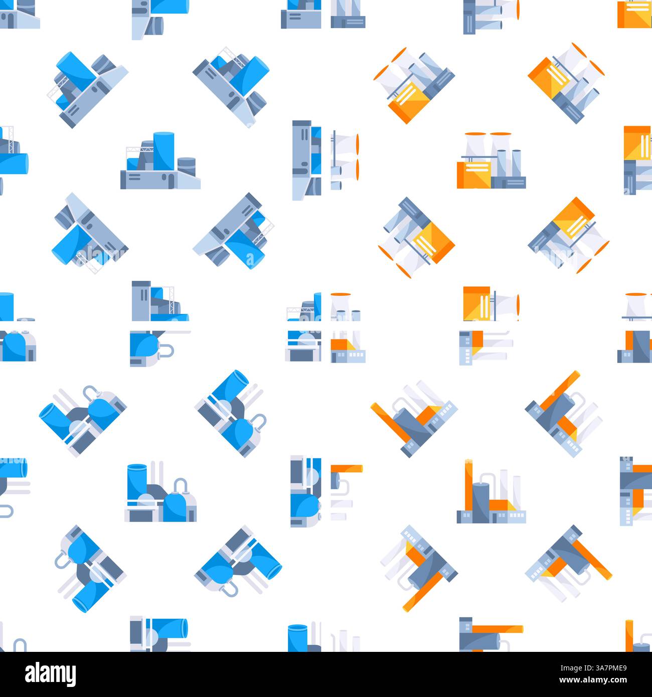 Industrial factory manufacturing plant power station building seamless ...