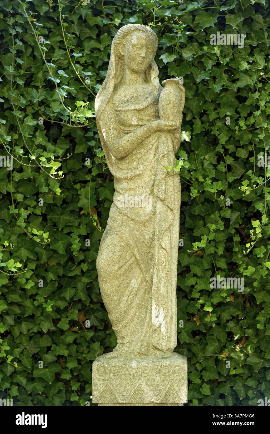 Sculpture, one of the seven female figures with water jug, jug carrier ...