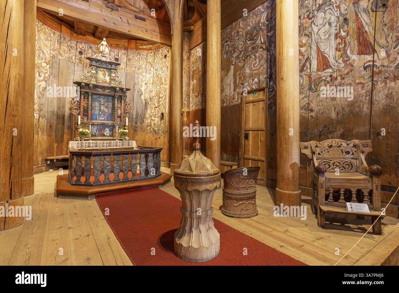 Altar, Heddal Stave Church, Heddal, Telemark, Norway, Europe Stock ...