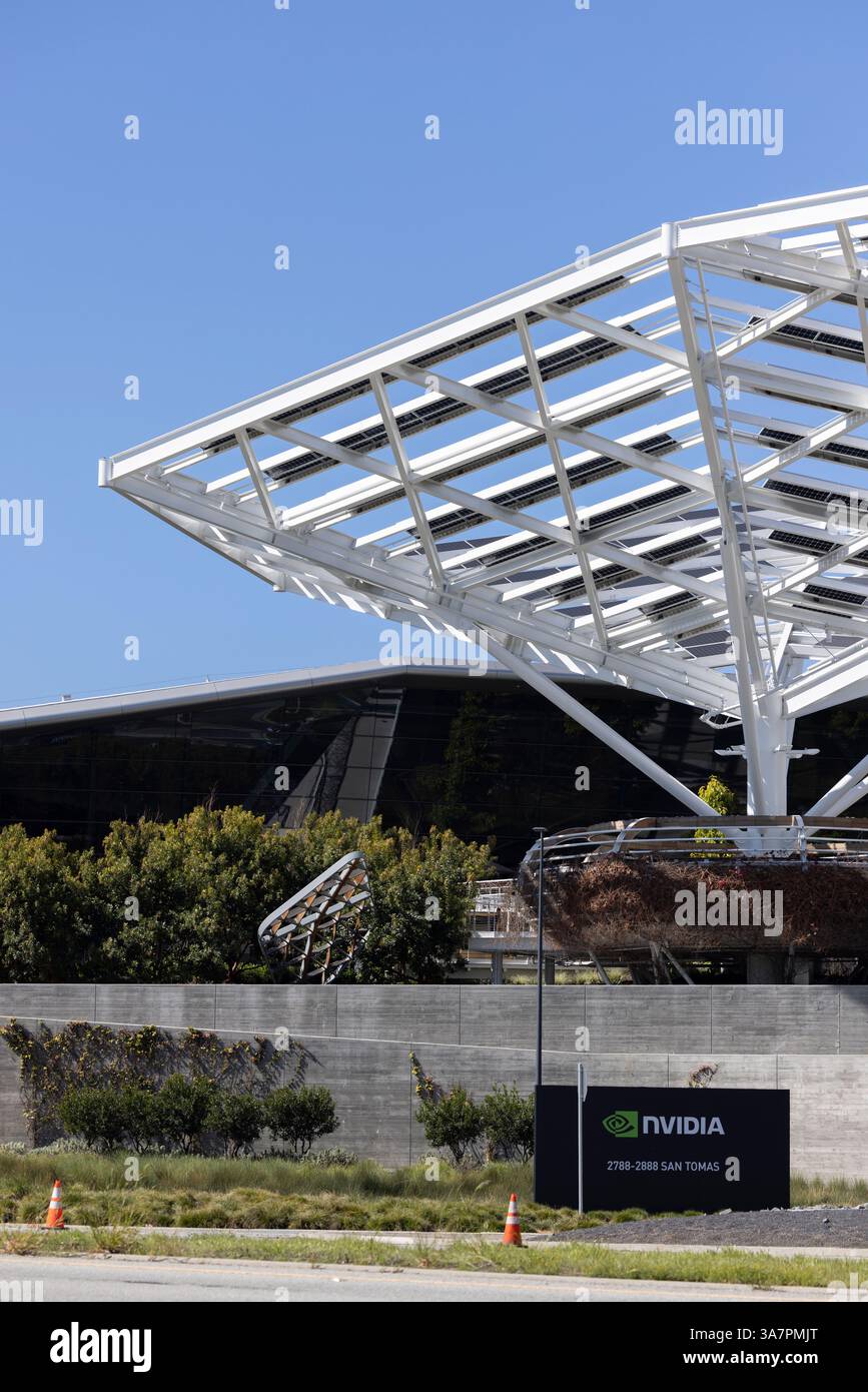 Santa Clara, California, USA - March 24, 2025: People walk on the ...
