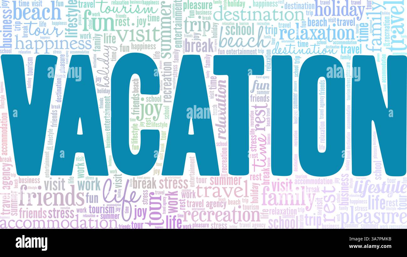 Vacation vector illustration word cloud isolated on white background ...