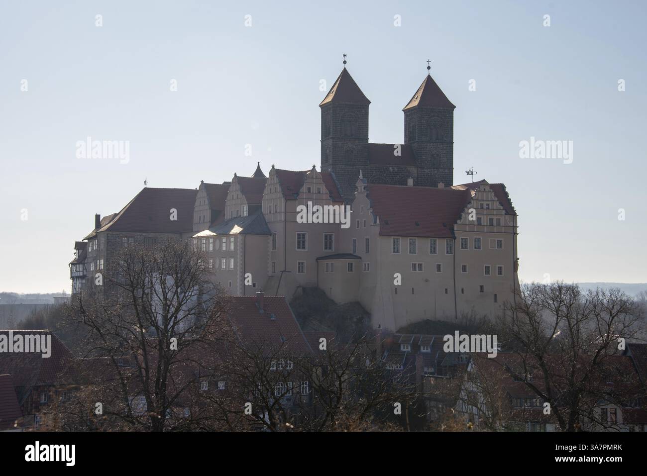 View of the collegiate church of St Servatius, World Heritage town of ...