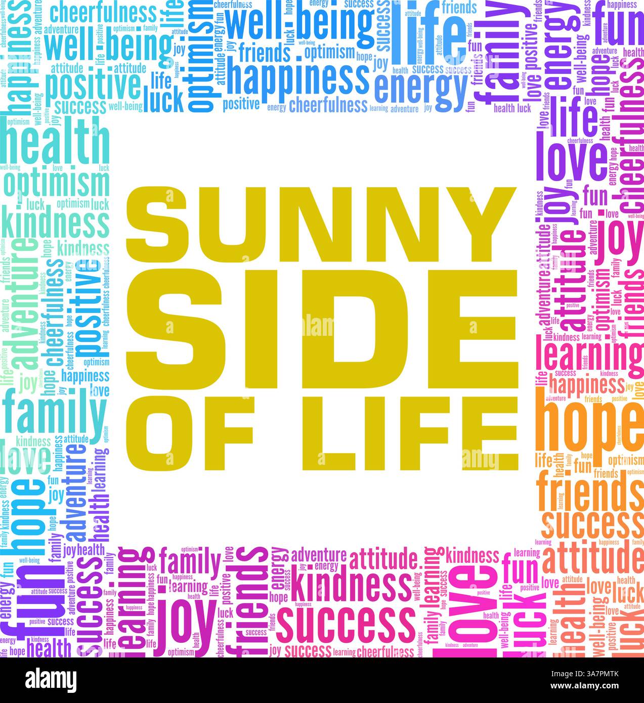 Sunny Side of Life vector illustration word cloud isolated on white ...