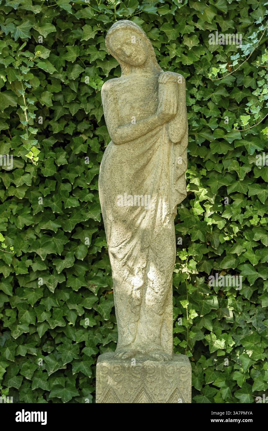 Sculpture, one of the seven female figures with water jug, jug carrier ...