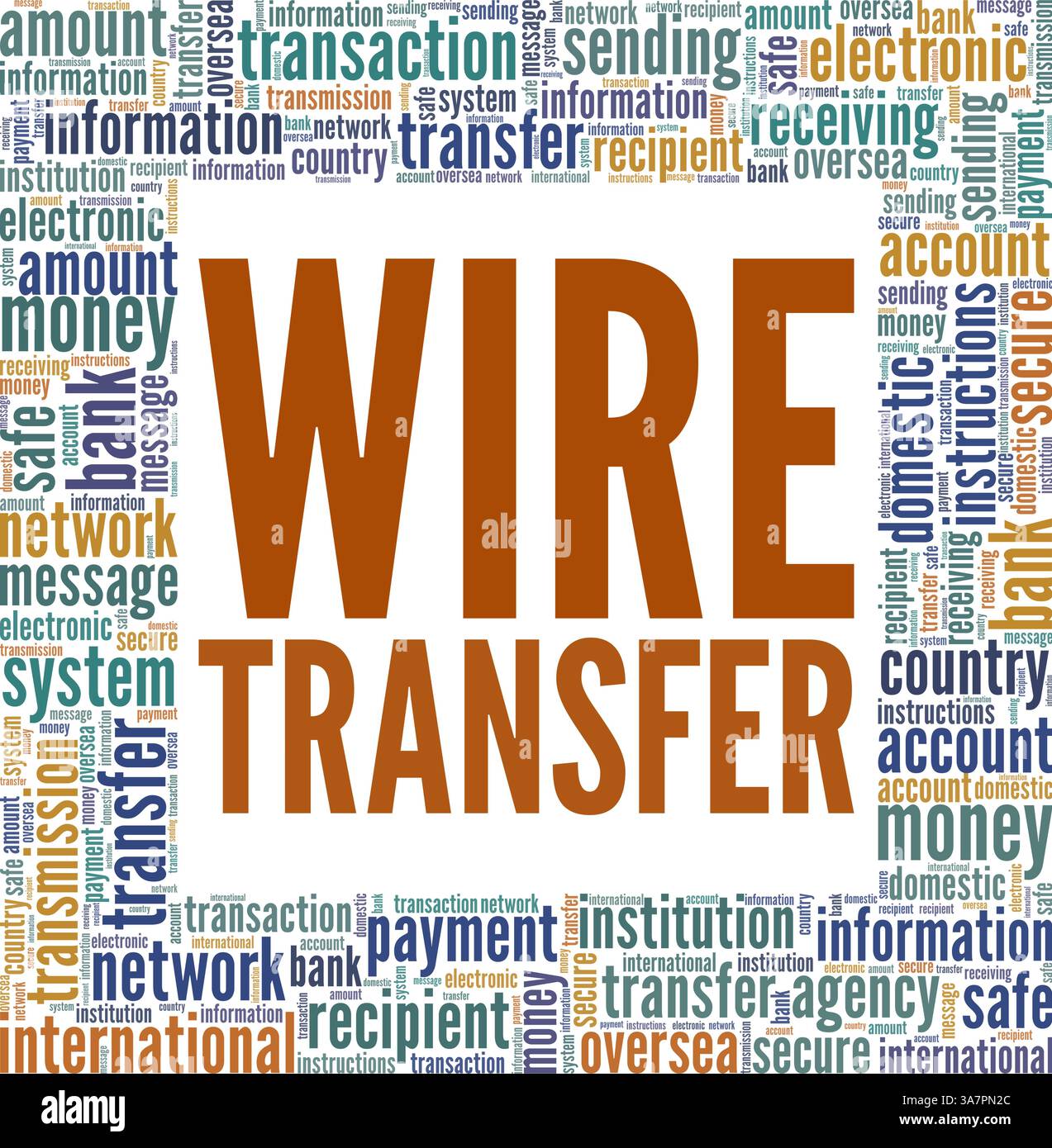 Wire Transfer vector illustration word cloud isolated on white ...