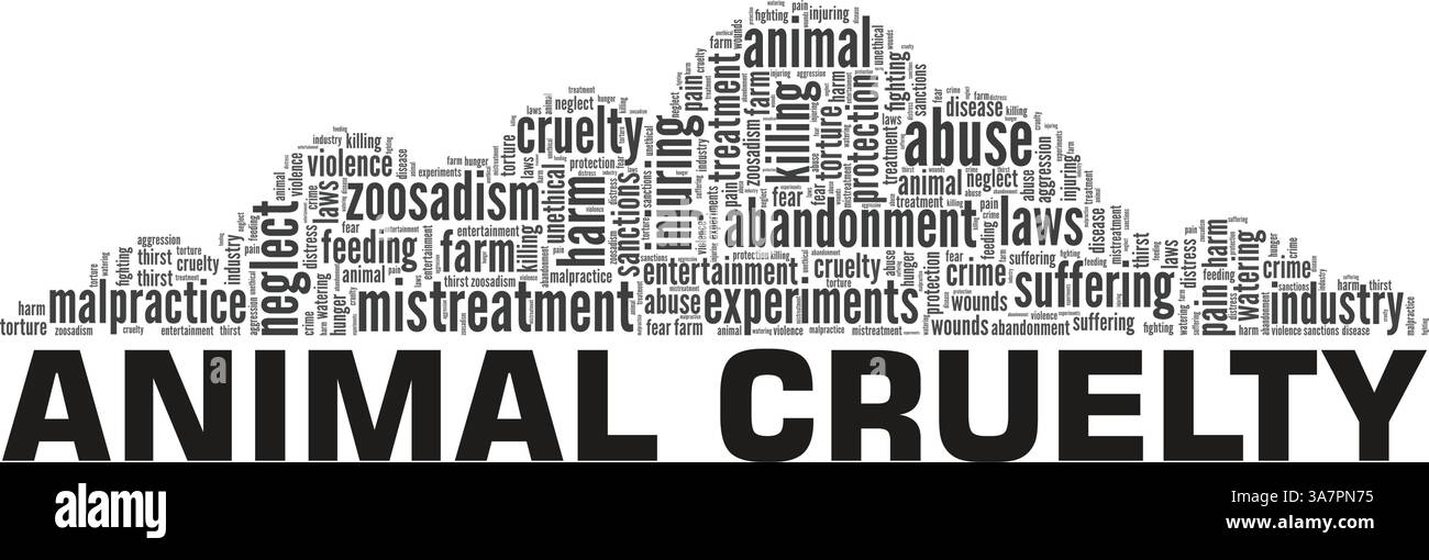 Animal Cruelty vector illustration word cloud isolated on white ...
