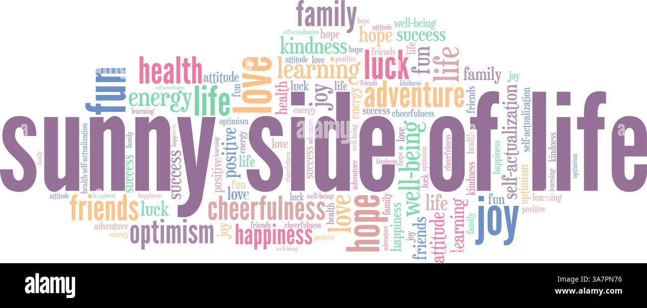 Sunny Side of Life vector illustration word cloud isolated on white ...
