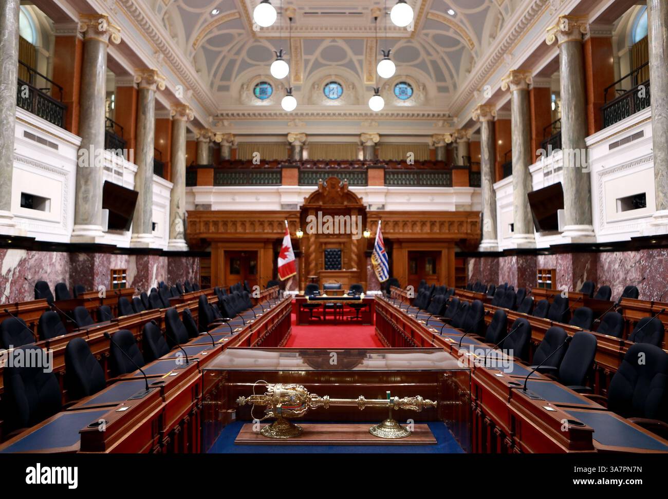 Victoria, Can. 29th Oct, 2024. The parliamentary mace, front, is seen ...