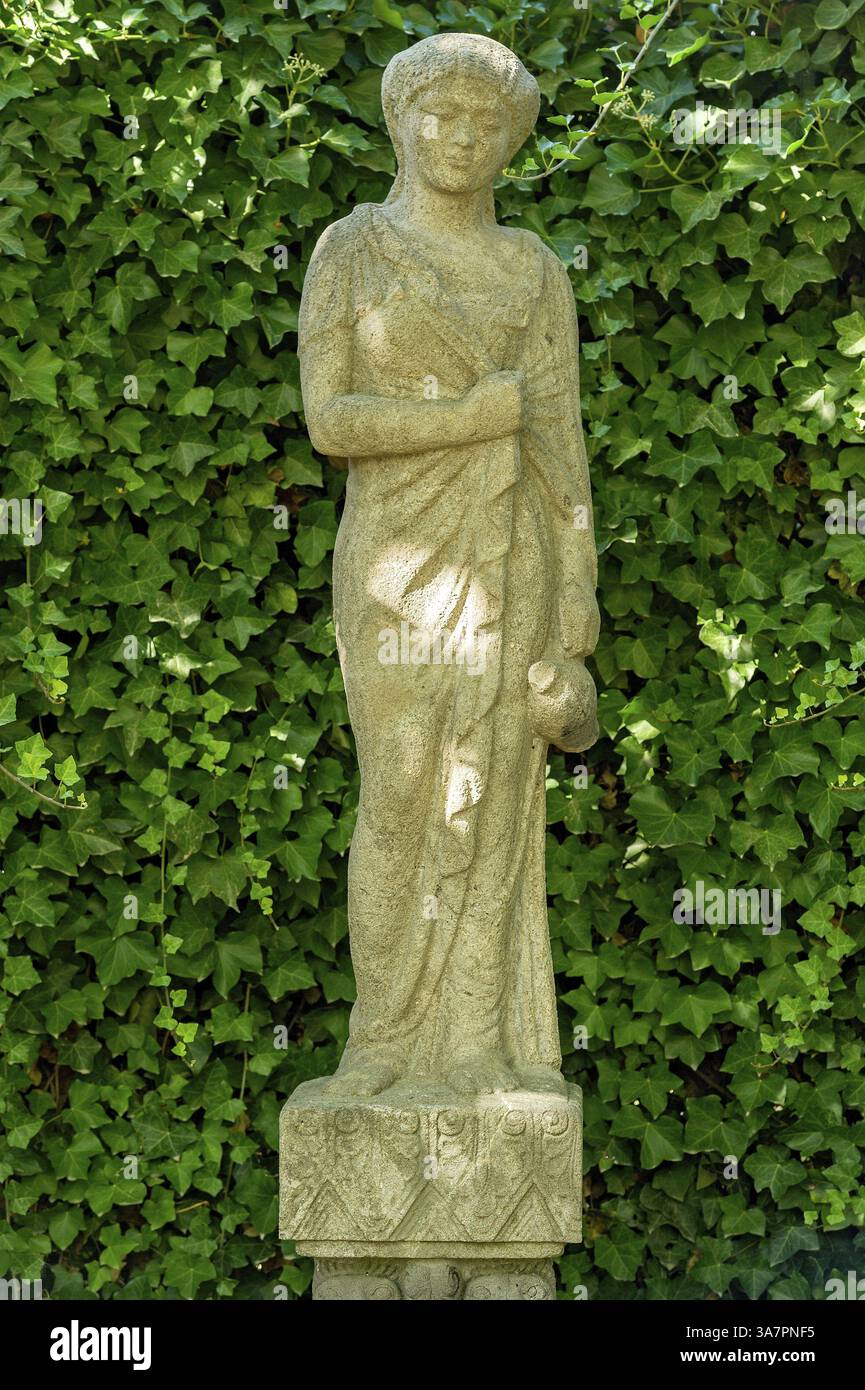 Sculpture, one of the seven female figures with water jug, jug carrier ...