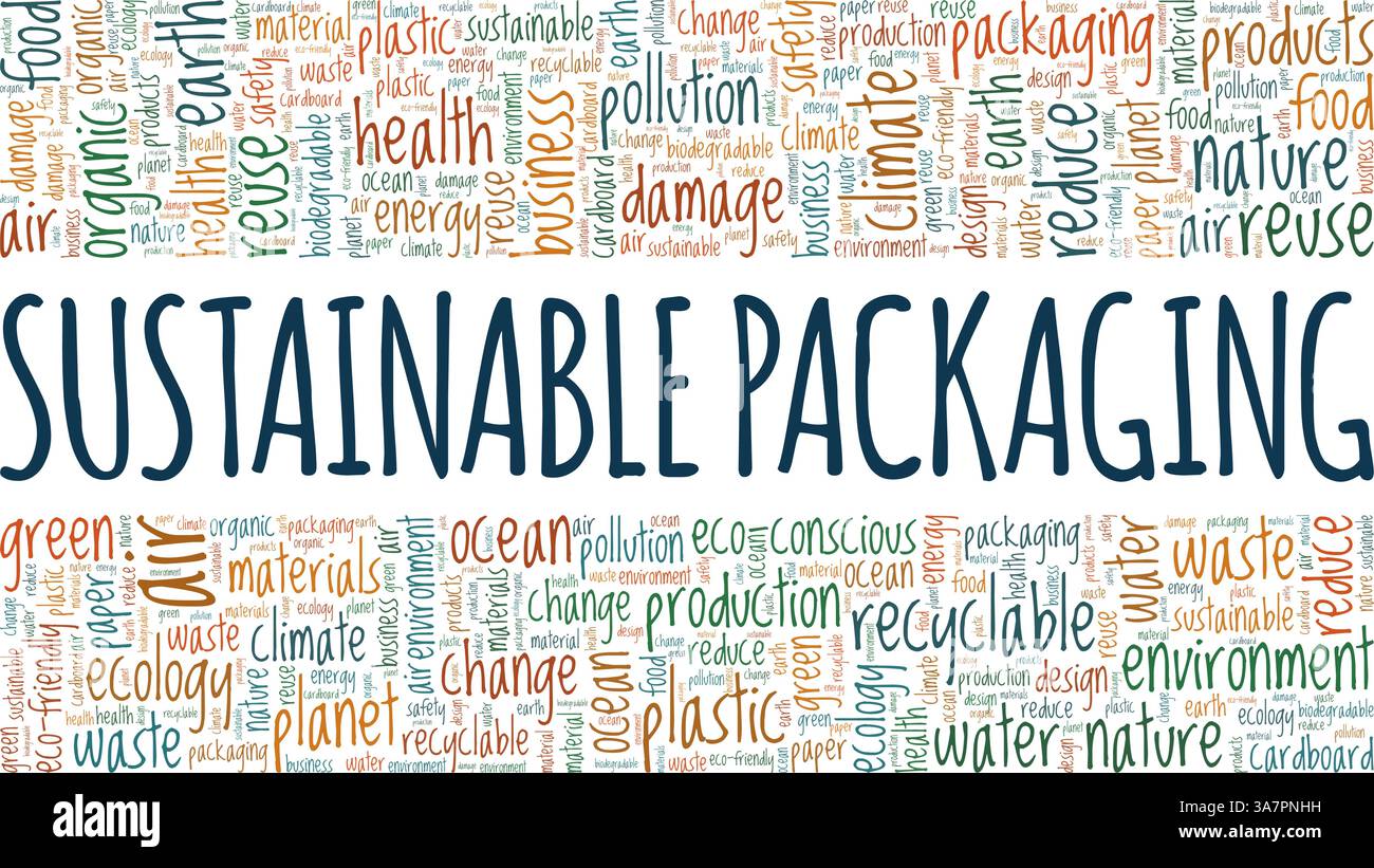 Sustainable Packaging vector illustration word cloud isolated on white ...