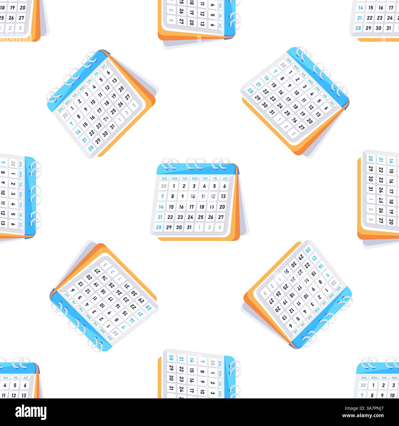 Seamless pattern of isometric calendars showing different dates and ...