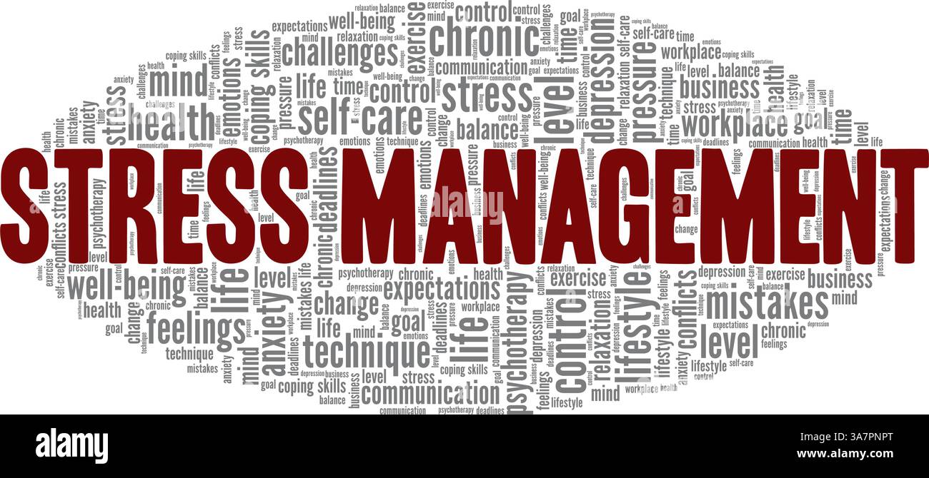 Stress Management vector illustration word cloud isolated on white ...