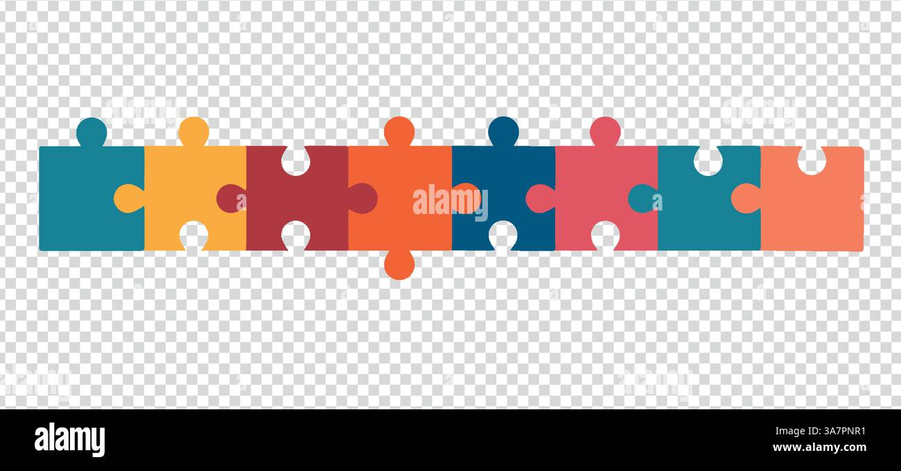 Puzzle pieces joined and colored representing diversity inclusion ...