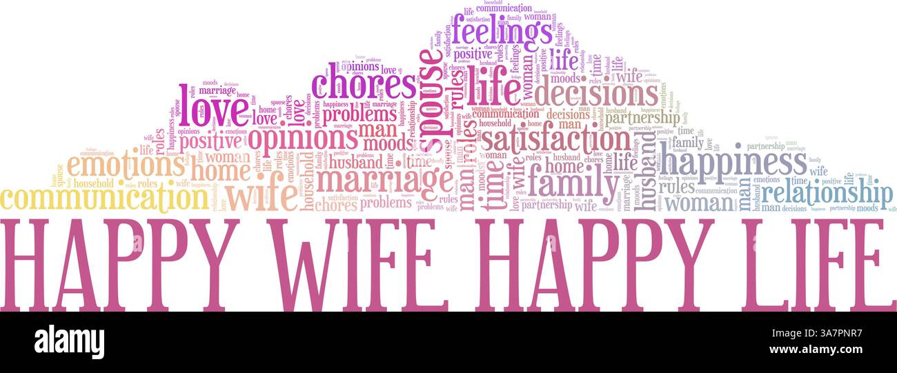 Happy Wife Happy Life vector illustration word cloud isolated on white ...