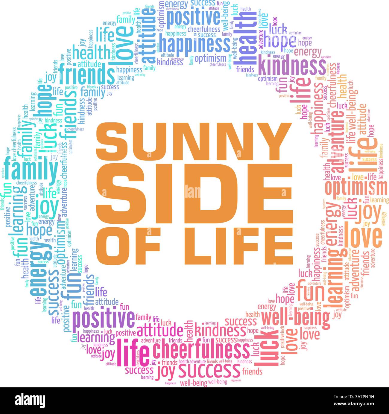 Sunny Side of Life vector illustration word cloud isolated on white ...