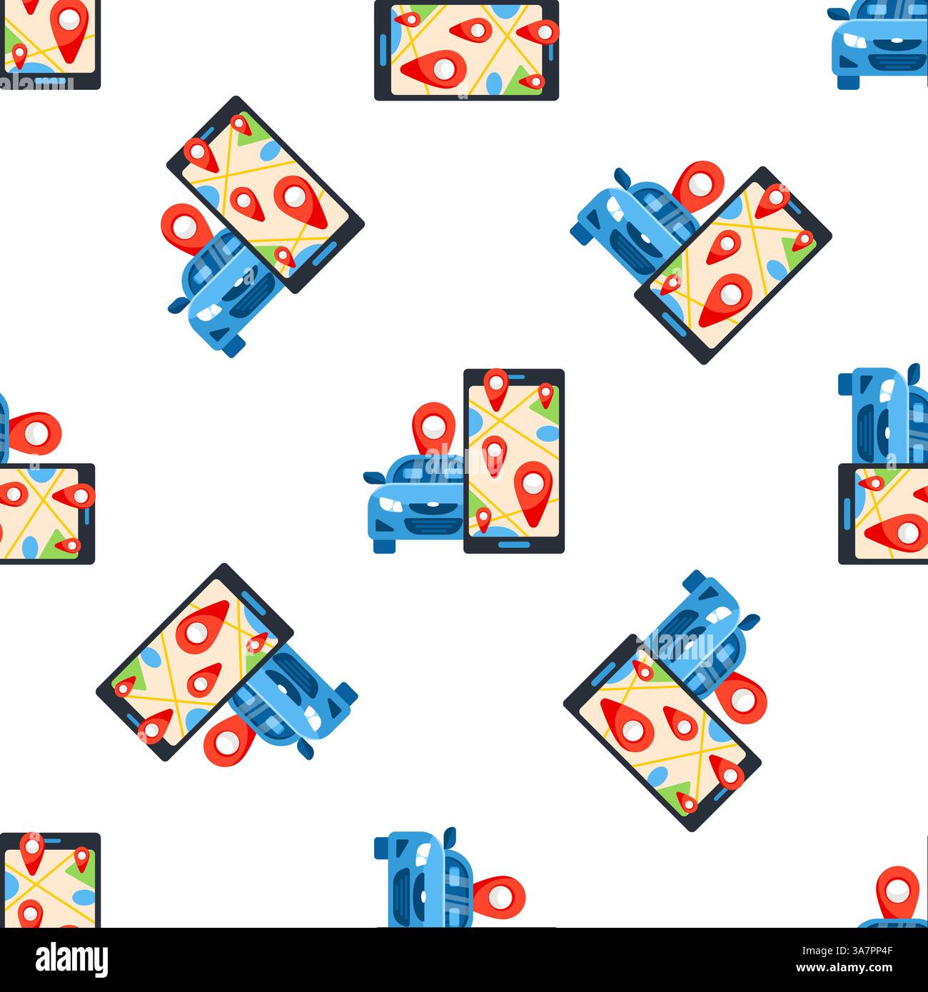 Car sharing service app showing map with multiple locations and ...