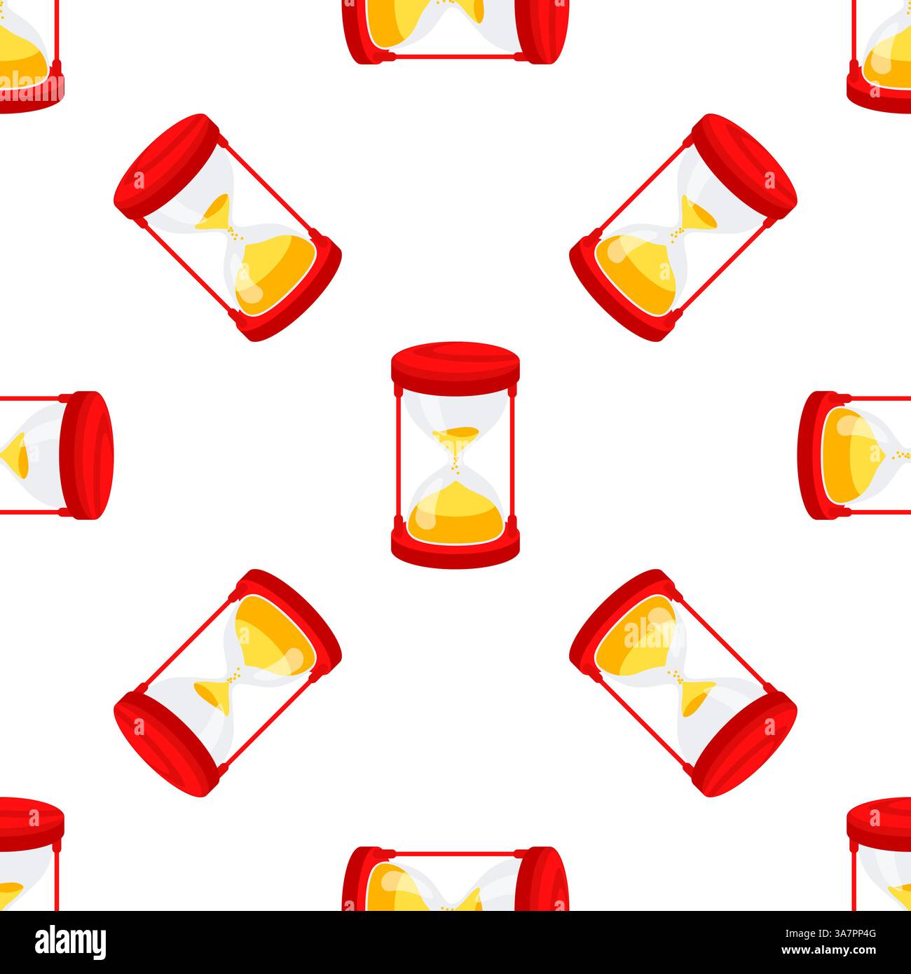 Red hourglass with falling sand showing passing time seamless pattern ...