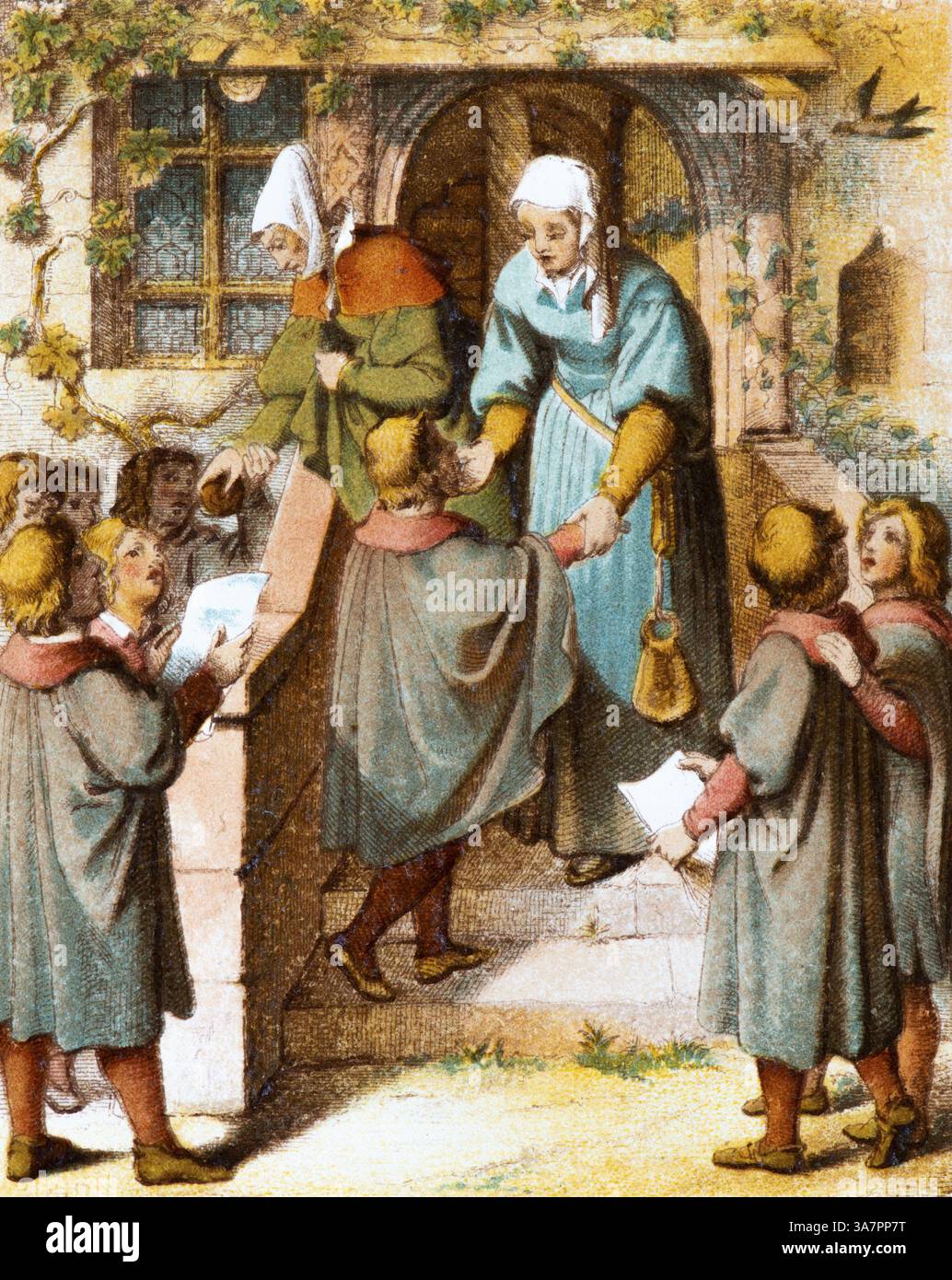 In 1498 Luther sings as a primary school pupil in front of the door of ...