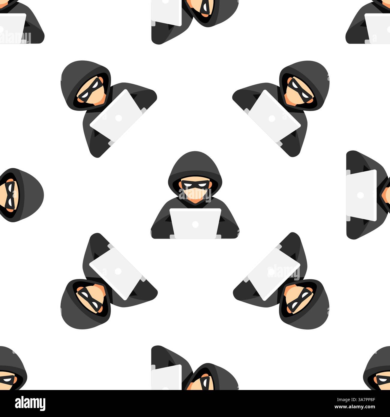 Masked hacker committing a cyber crime using laptop Stock Vector Image ...