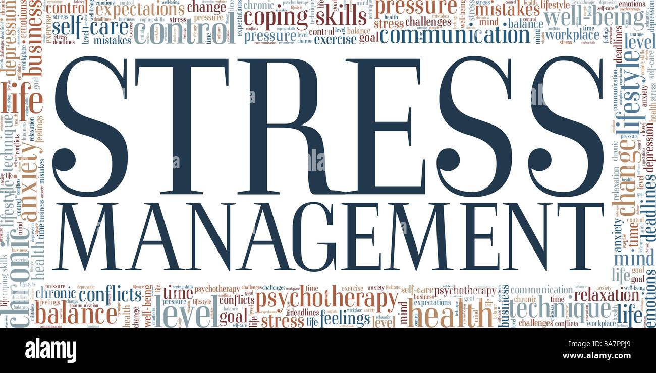 Stress Management vector illustration word cloud isolated on white ...