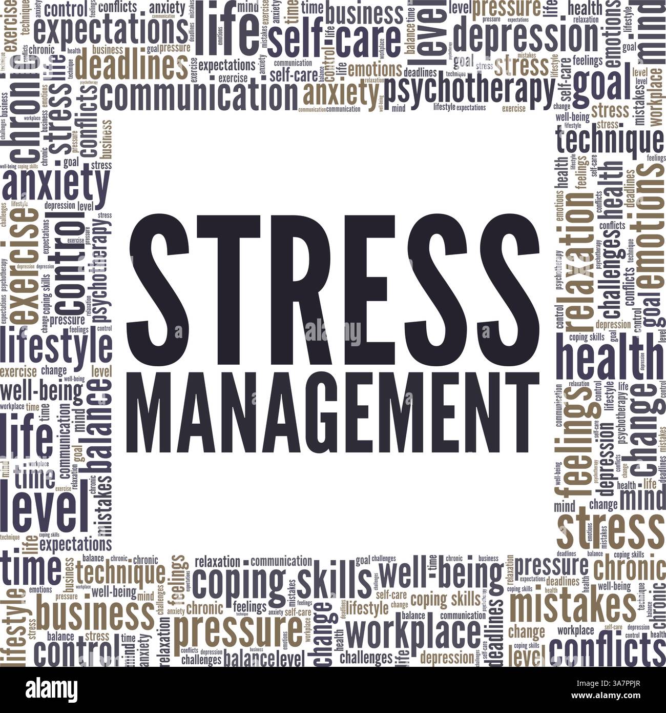 Stress Management vector illustration word cloud isolated on white ...