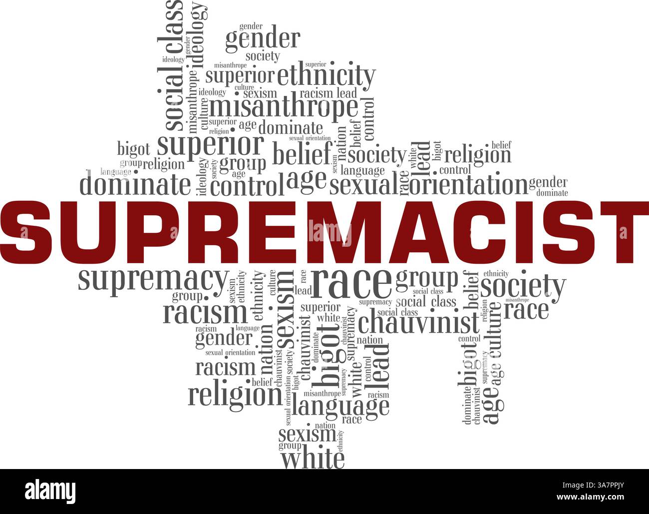 Supremacist vector illustration word cloud isolated on white background ...