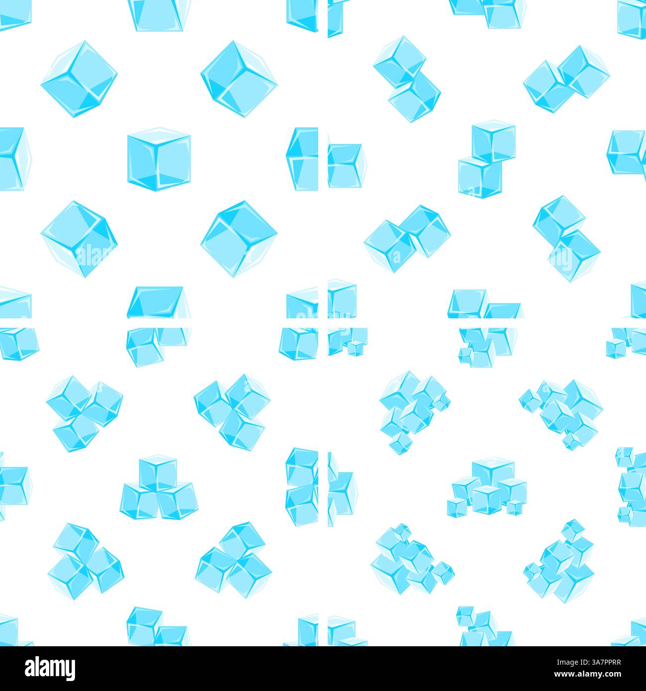 Seamless pattern of ice cubes forming different shapes on white ...