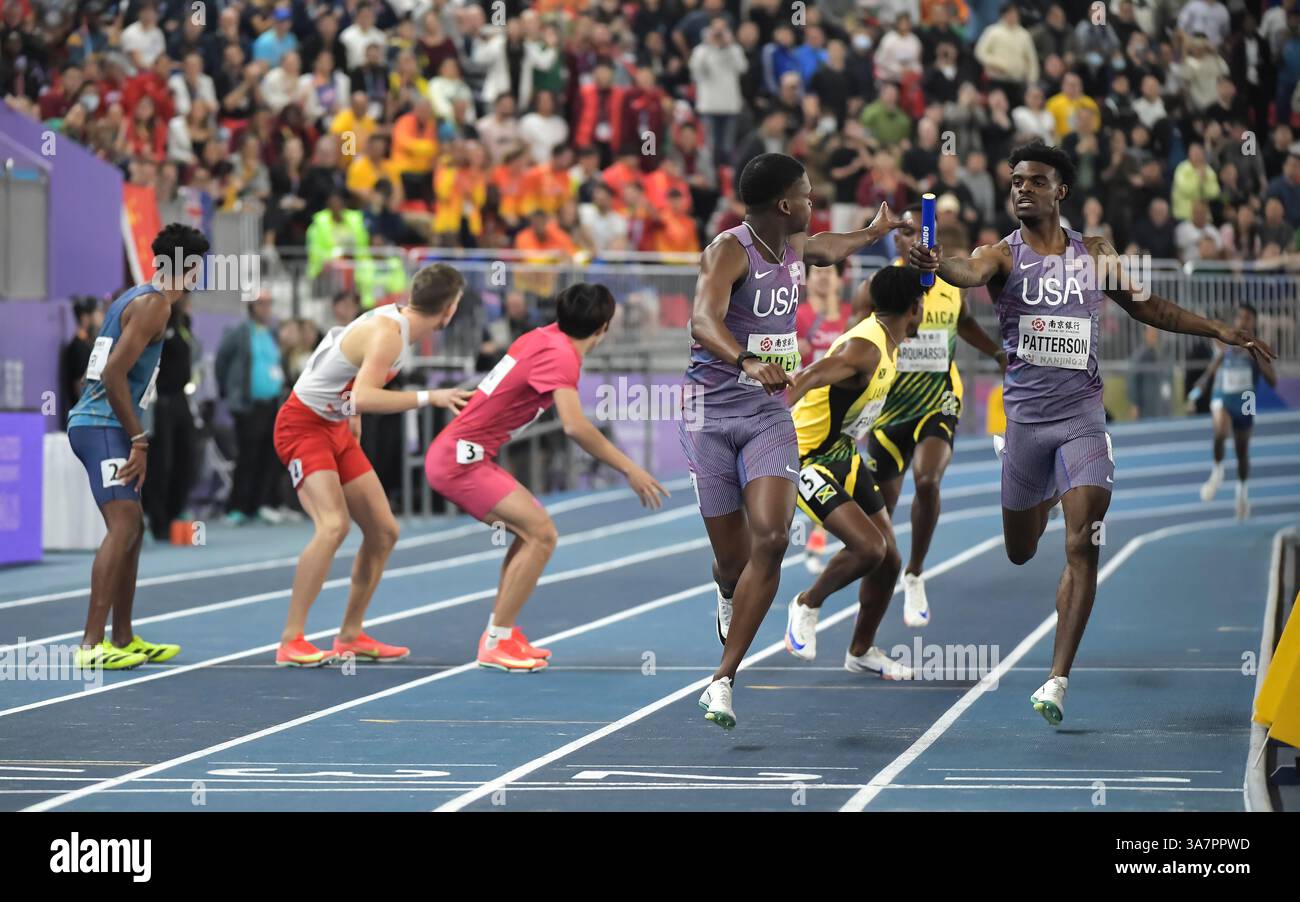 Jacory Patterson of the USA competing in the men’s 4x400m relay at the ...