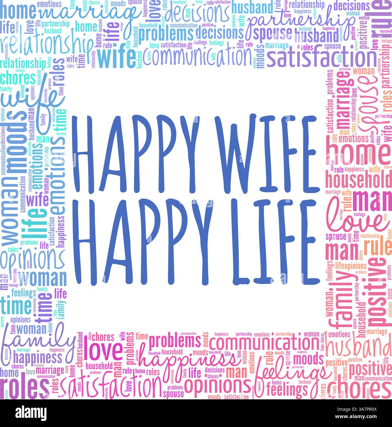 Happy Wife Happy Life vector illustration word cloud isolated on white ...