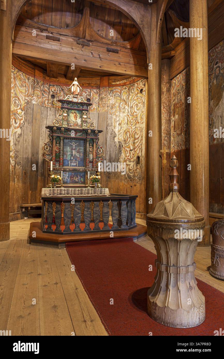 Altar, Heddal Stave Church, Heddal, Telemark, Norway, Europe Stock ...