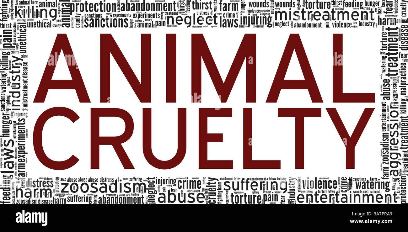 Animal Cruelty vector illustration word cloud isolated on white ...