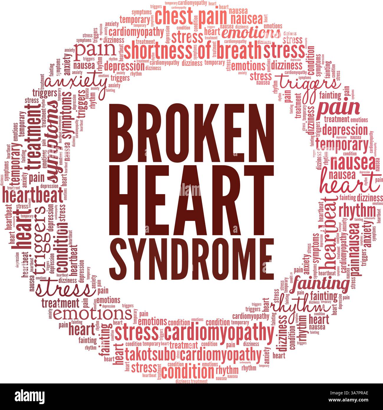 Broken Heart Syndrome vector illustration word cloud isolated on white ...