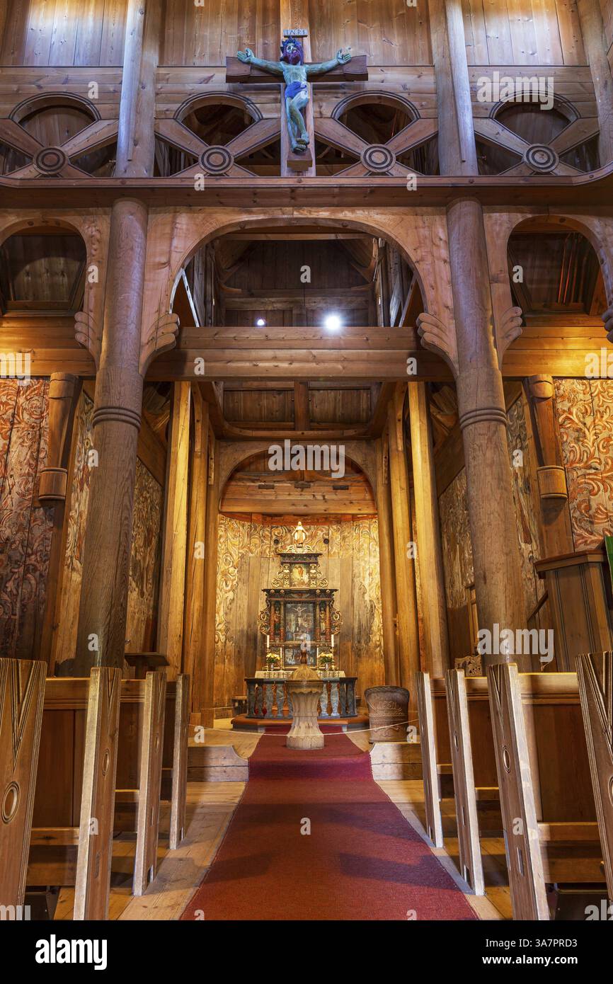 Altar, Heddal Stave Church, Heddal, Telemark, Norway, Europe Stock ...