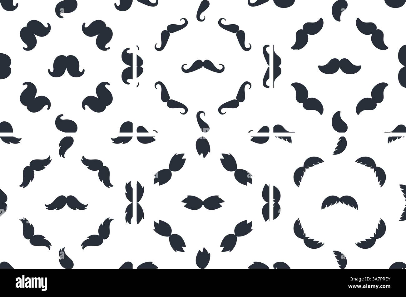 Mustache seamless pattern repeating on white background Stock Vector ...