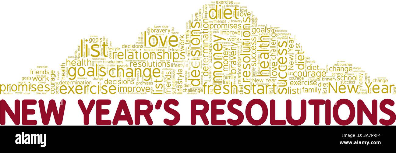 New Year's Resolutions vector illustration word cloud isolated on white ...