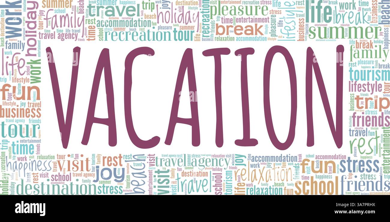 Vacation vector illustration word cloud isolated on white background ...
