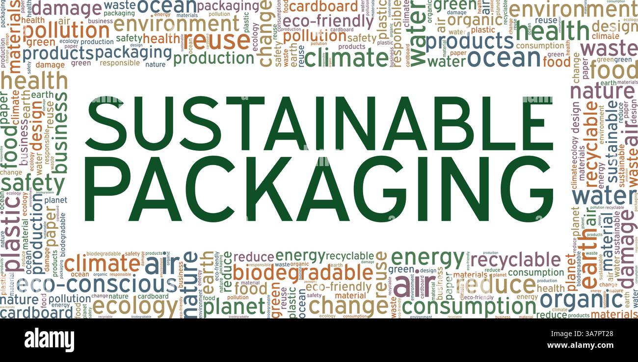 Sustainable Packaging vector illustration word cloud isolated on white ...