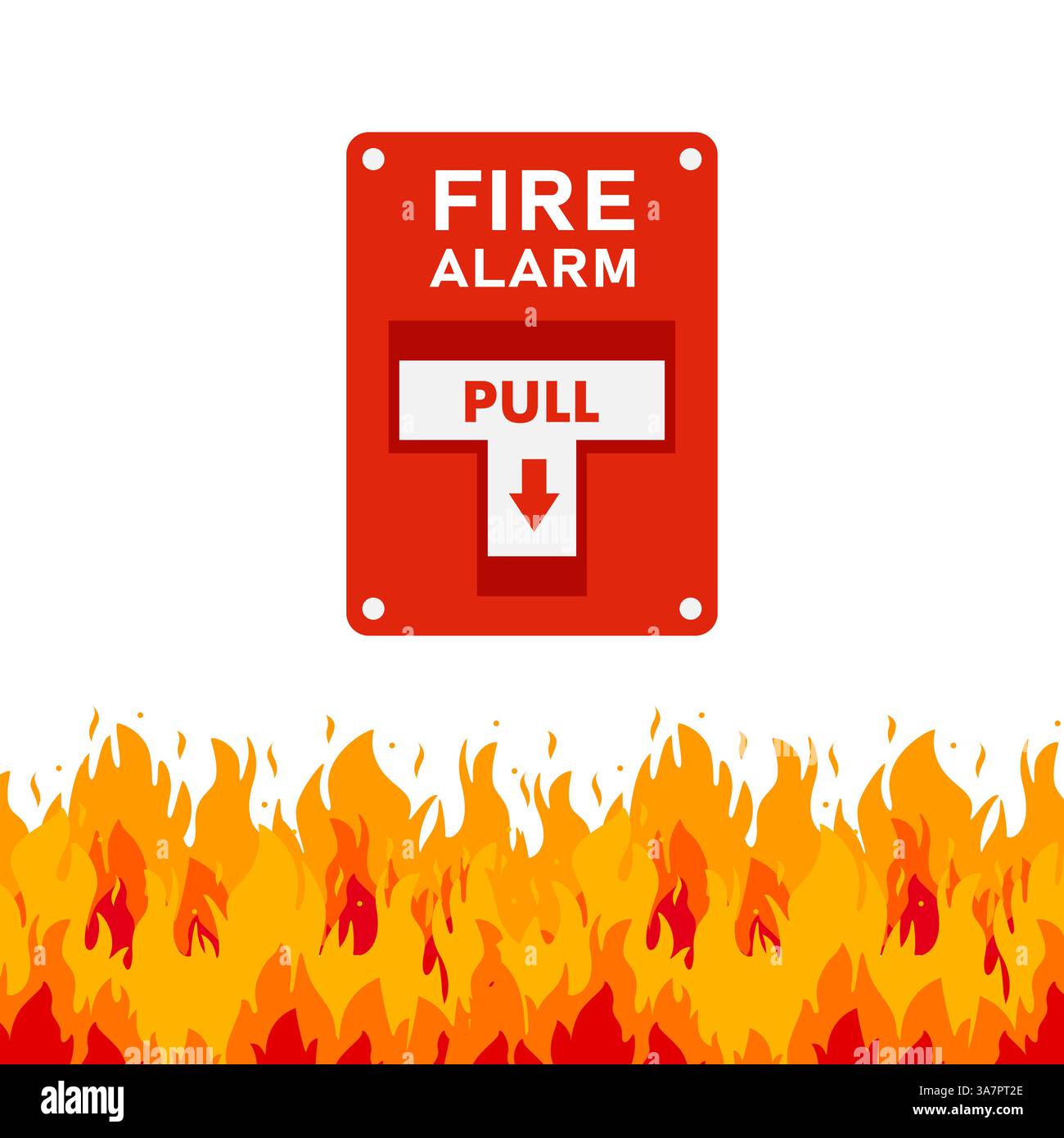 Fire alarm switch with burning flames and white background Stock Vector ...