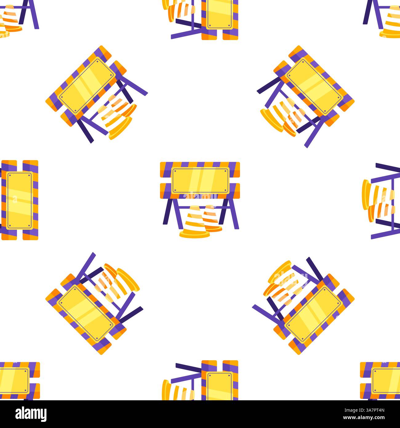 Seamless pattern of roadblocks and traffic cones indicating a ...