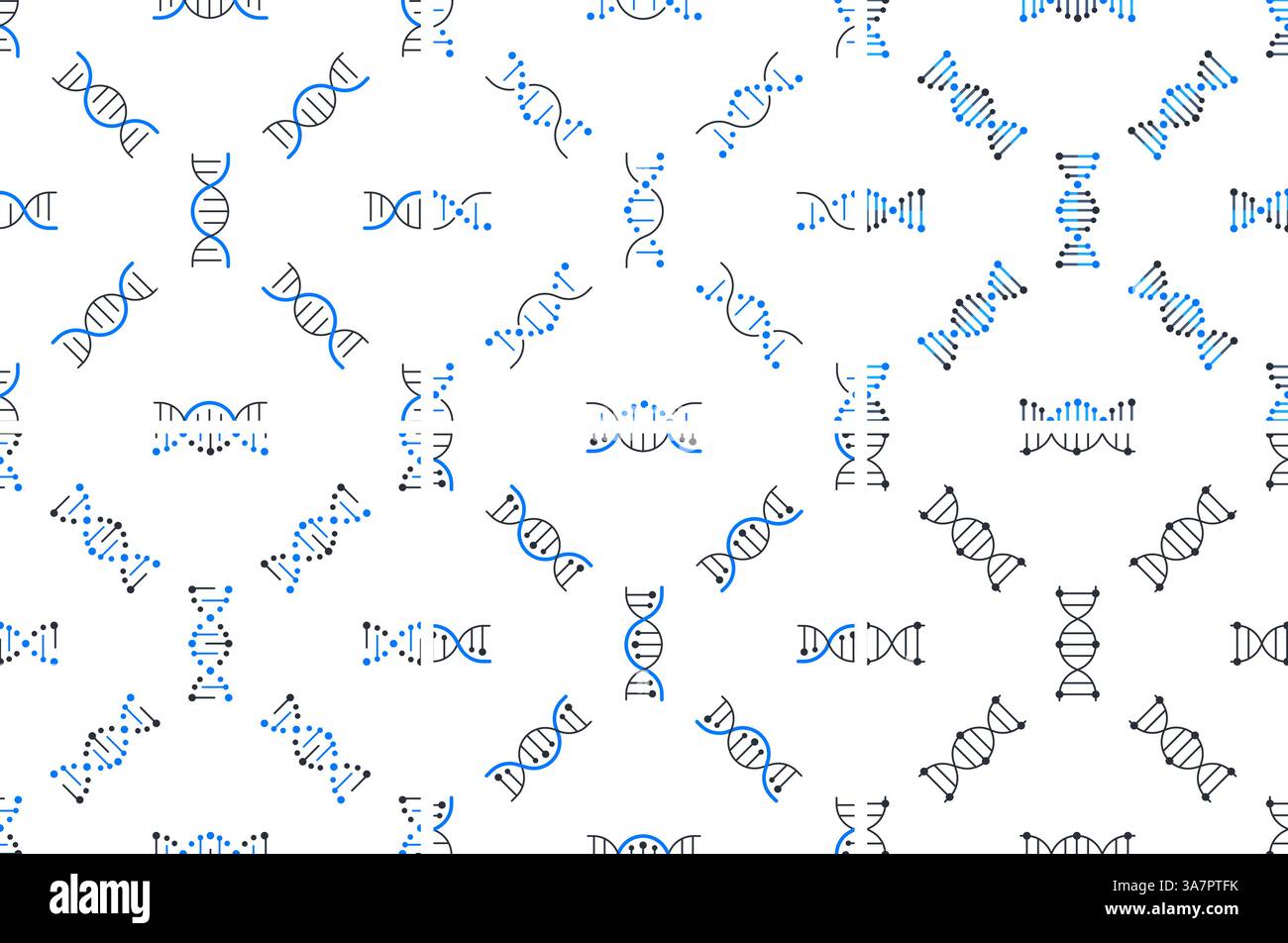 Dna double helix rotating and forming different patterns on white ...