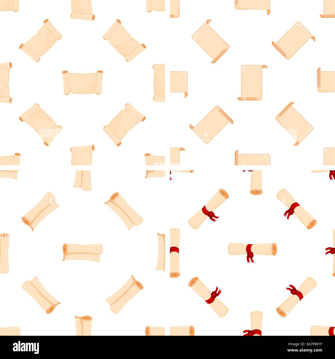 Seamless pattern with diplomas and ancient scrolls forming a background ...