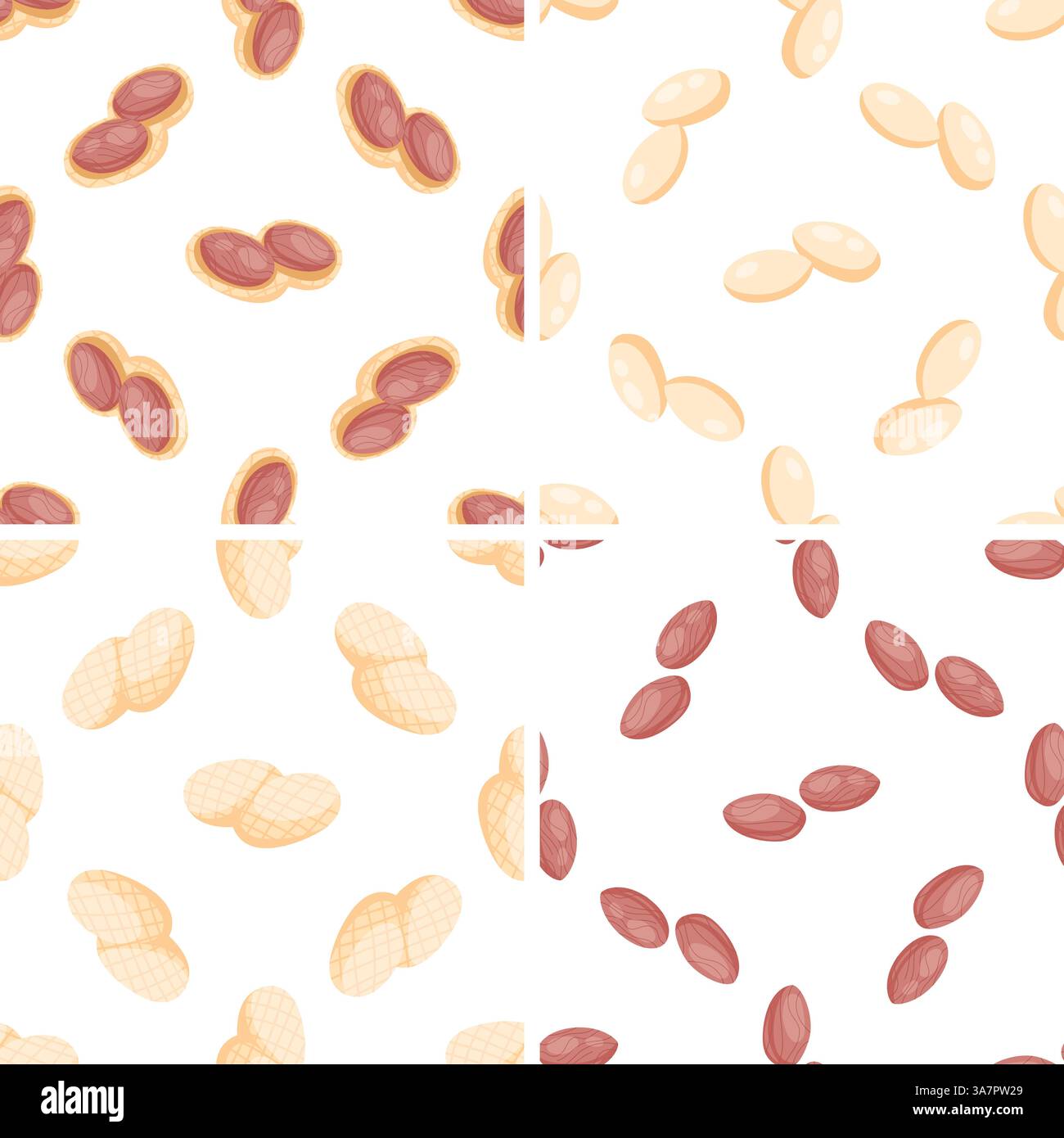Set of seamless patterns with peanuts in shell and peeled peanuts Stock ...