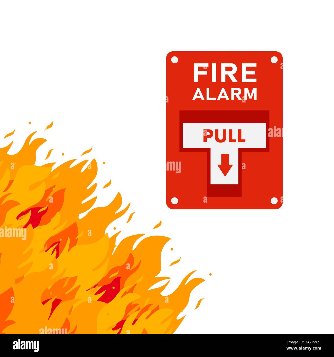 Fire alarm system and raging fire burning in the building Stock Vector ...