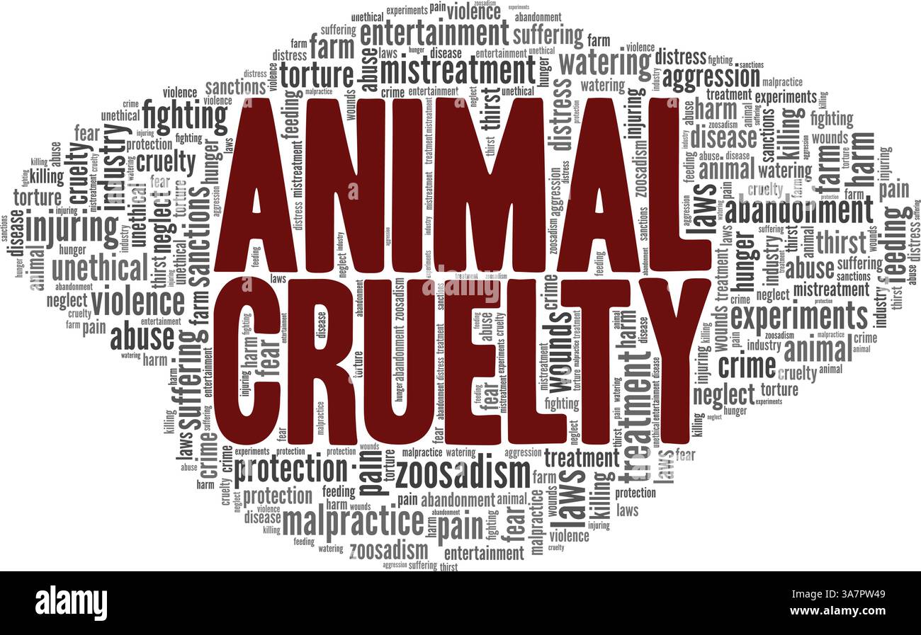 Animal Cruelty vector illustration word cloud isolated on white ...