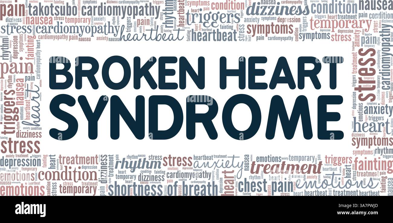 Broken Heart Syndrome vector illustration word cloud isolated on white ...